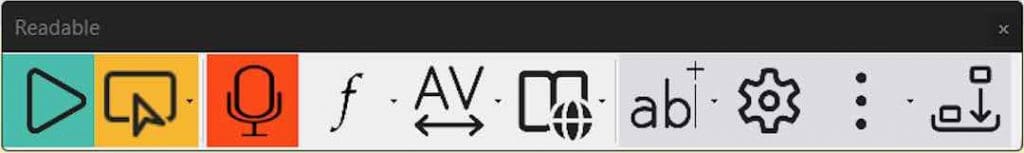 Readable Win Toolbar Sensory Readable Scribe Writeable